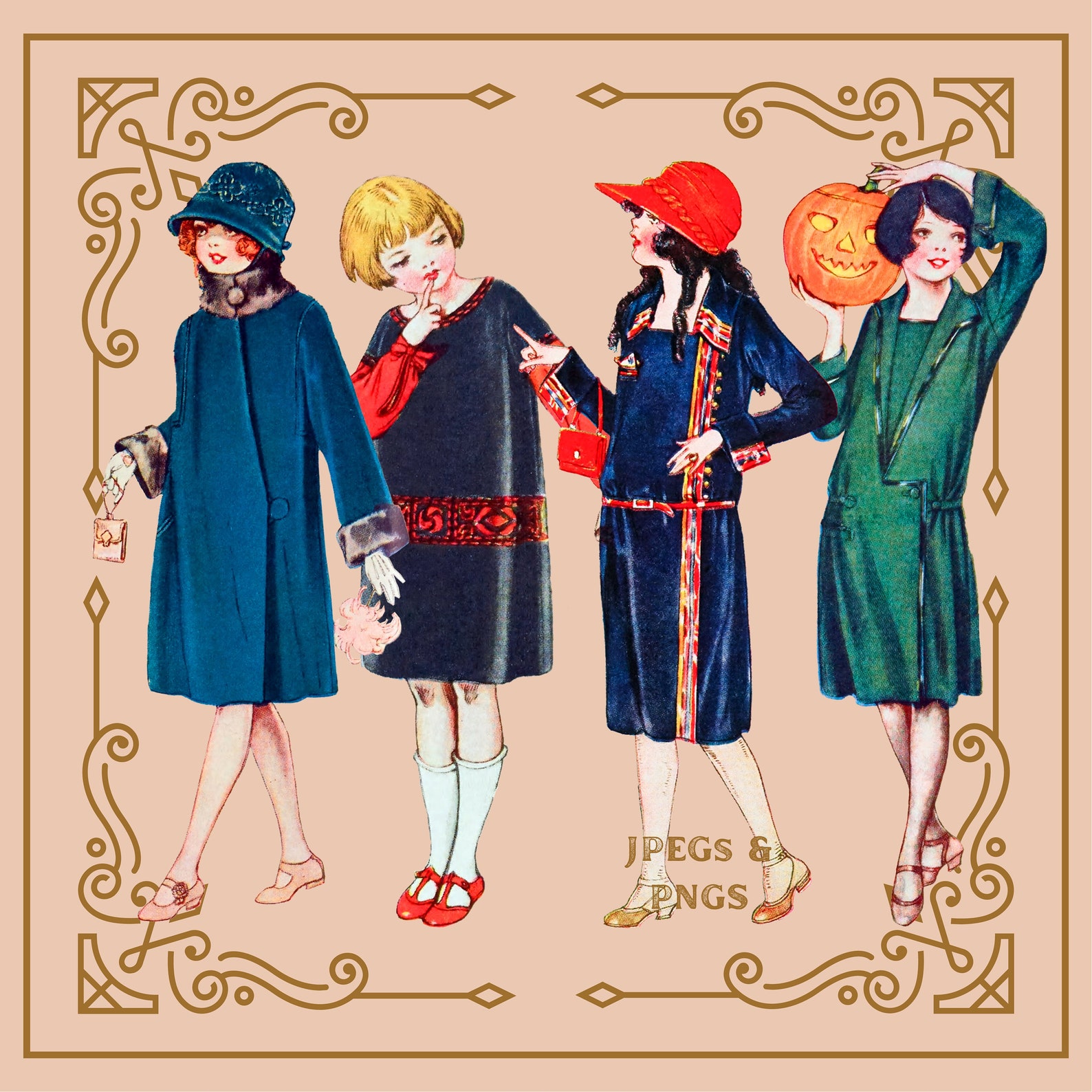 1920s Children Fashion Clipart Kids Vintage Kids Clipart - Etsy