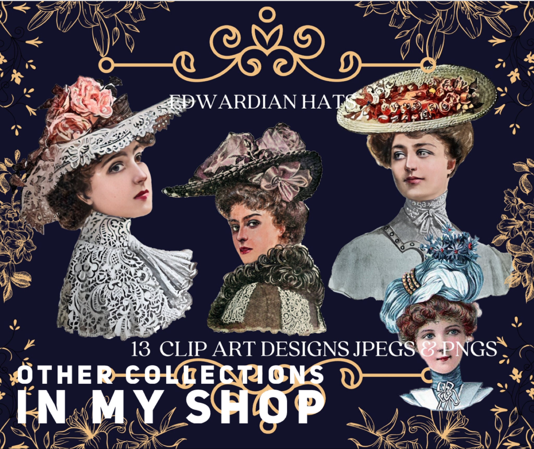 Edwardian Girls Clipart Bundle Digital Download Commercial Use Vintage ...