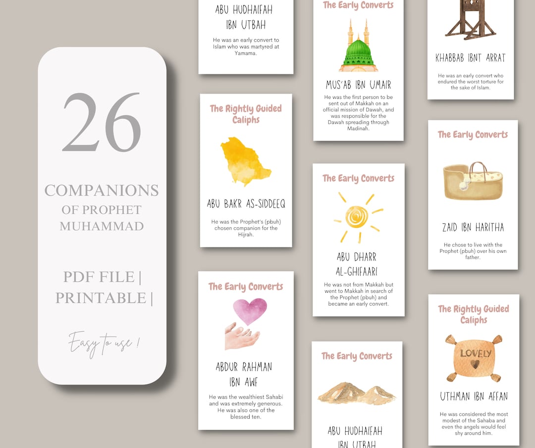 26 Companions of Prophet Muhammad Flashcards | Islamic Pre School ...