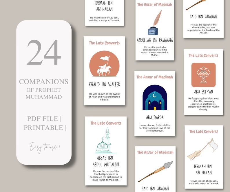 24 Companions of Prophet Muhammad Flashcards Islamic Pre - Etsy