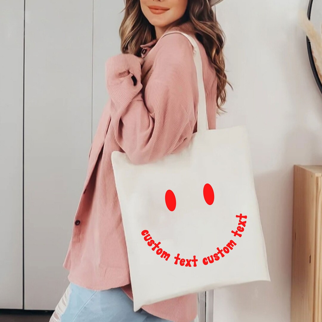 Custom Smiley Face Tote Bag Smiley Face Tote Happy Face Tote Bag ...