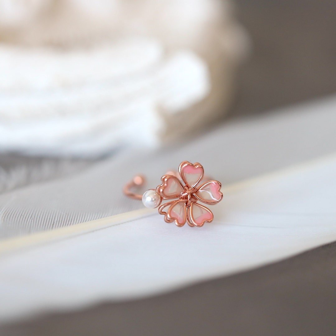 Pink Flower Ring, Sakura Pinky Ring, Cherry Flower Pinky Ring ...