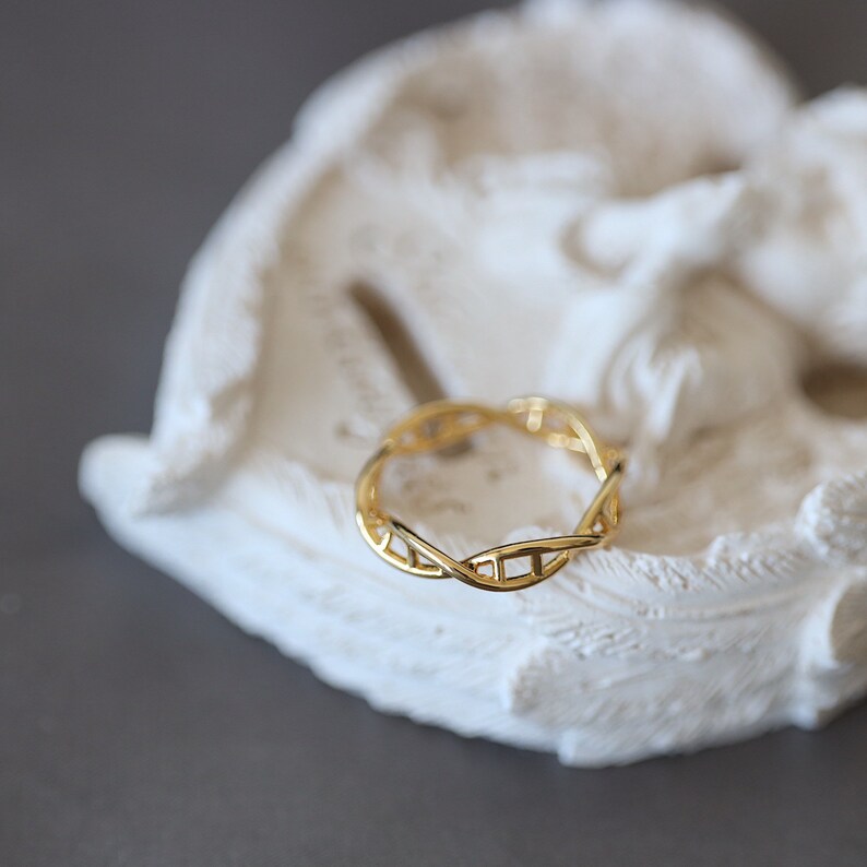 Gold Dna Ring Gold Twist Band Ring Double Helix Ring Thin - Etsy