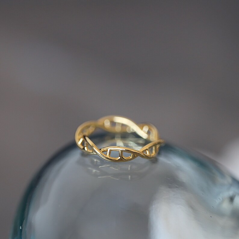 Gold Dna Ring Gold Twist Band Ring Double Helix Ring Thin - Etsy