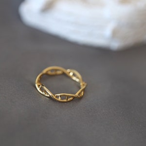Gold Dna Ring Gold Twist Band Ring Double Helix Ring Thin - Etsy
