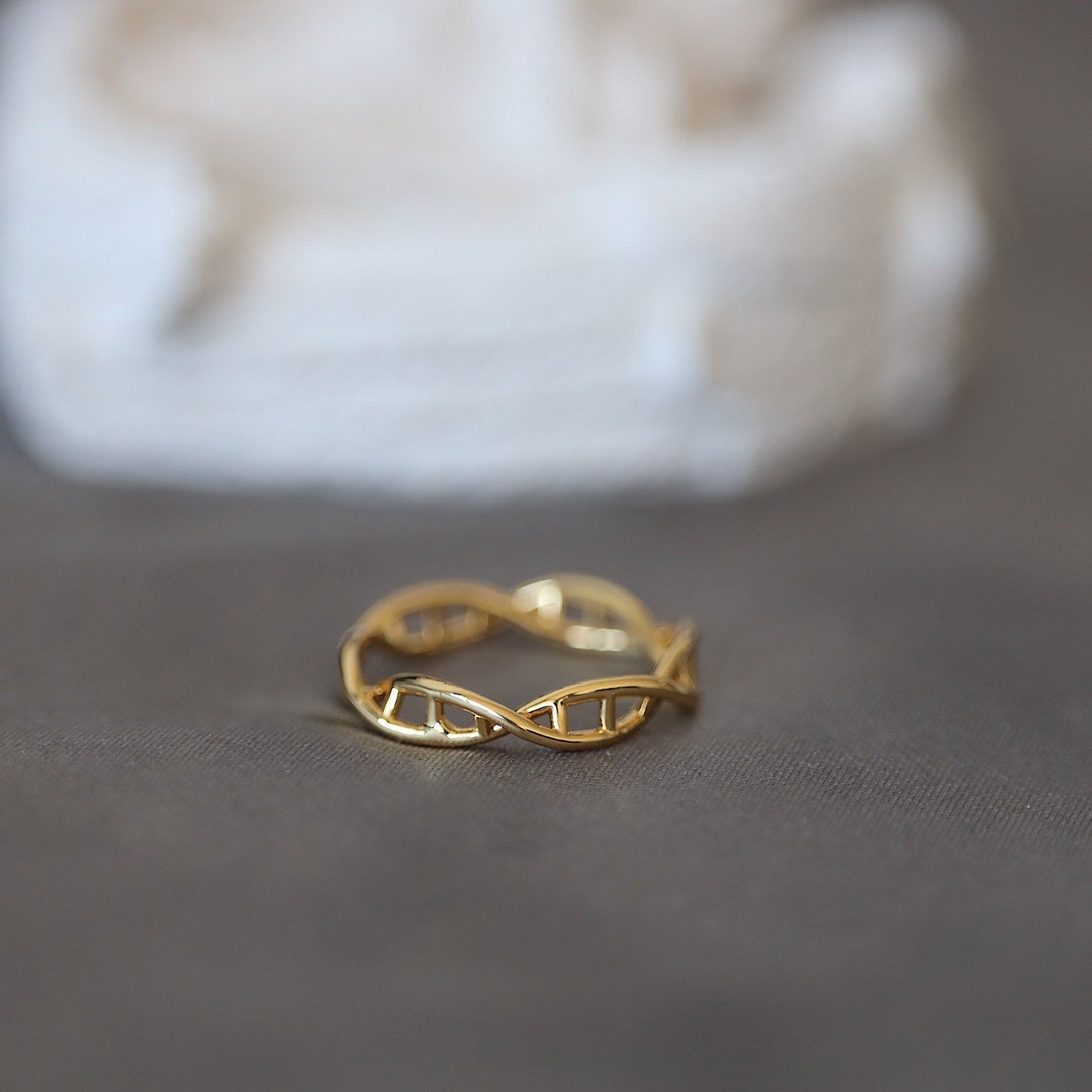 Gold Dna Ring Gold Twist Band Ring Double Helix Ring Thin - Etsy