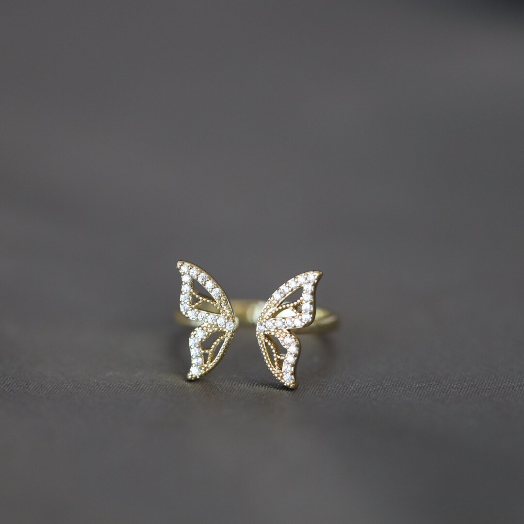 Butterfly Rings Gold Butterfly Rings Double Layer Butterfly - Etsy