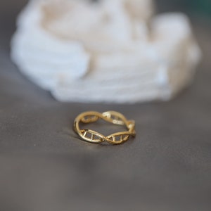 Gold Dna Ring Gold Twist Band Ring Double Helix Ring Thin - Etsy