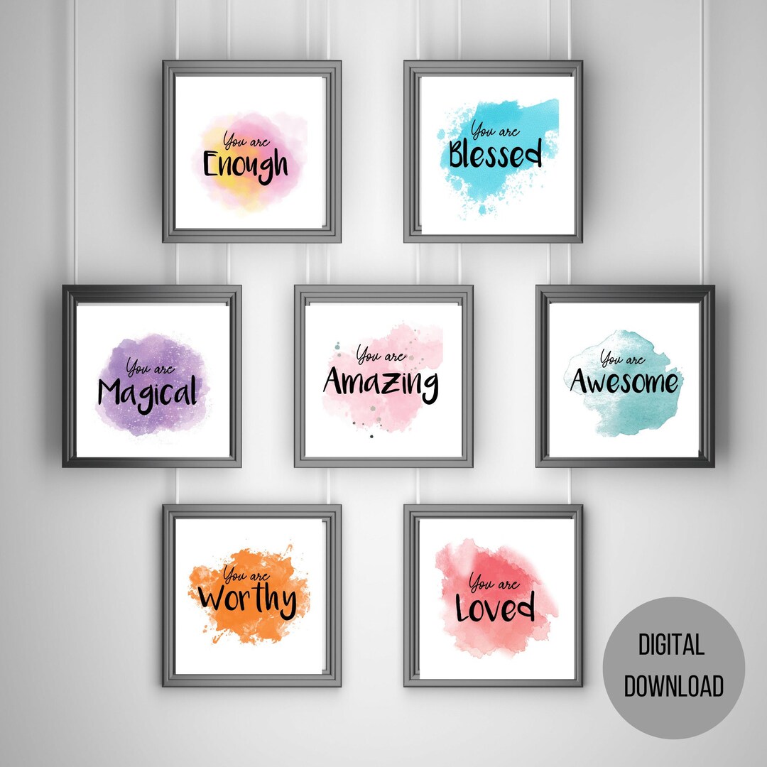 7 Positive Affirmations Wall Arts, Inspirational Wall Art for Office ...
