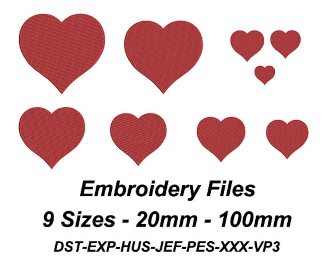 Heart Machine Embroidery Files INSTANT DOWNLOAD 9 Sizes - Etsy