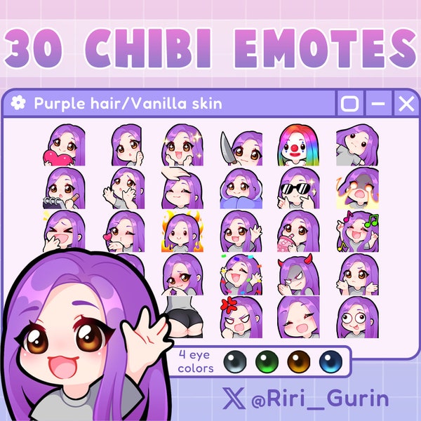 Twitch Emotes Chibi Purple Hair - Etsy