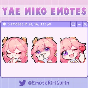 Yae Miko Genshin Impact Smug Pray Love Emote Set for Twitch/discord ...