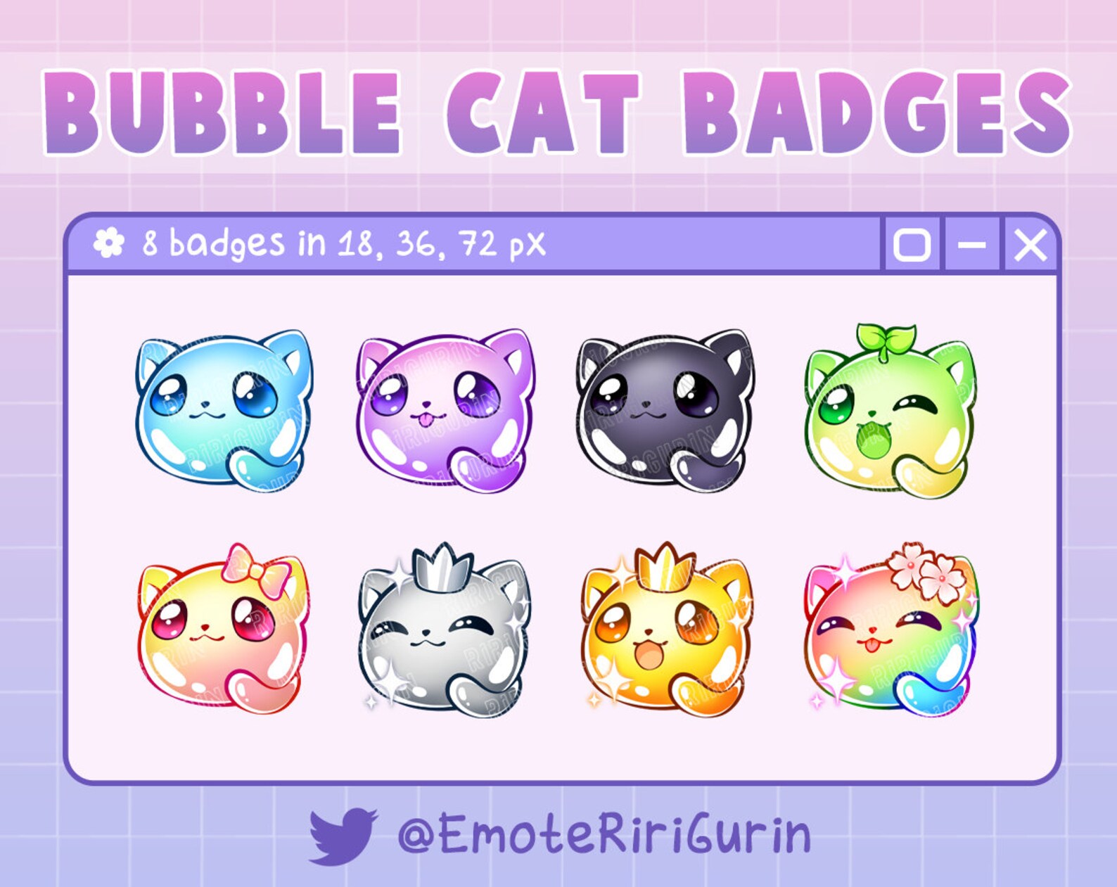 Bubble Cat Sub Badges Set for Twitch/discord/youtube Bit Badge Twitch ...