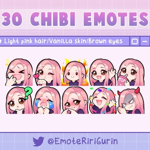 SUPER SET Cute Girl Chibi Emotes vanilla Skin/light Pink Hair/blue Eyes ...