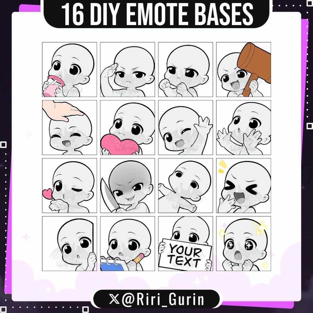 Chibi Emote Bases Pack PSD X16 Pt.1 | DIY Twitch, Youtube, Discord - Etsy