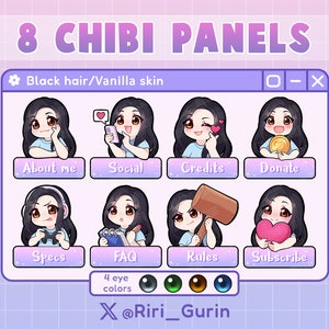 SUPER SET Cute Girl Chibi Panels vanilla Skin/black Hair for Twitch ...