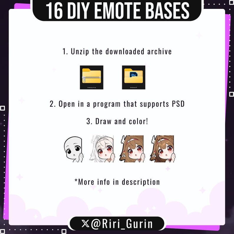 Chibi Emote Bases Pack PSD X16 Pt.1 | DIY Twitch, Youtube, Discord - Etsy