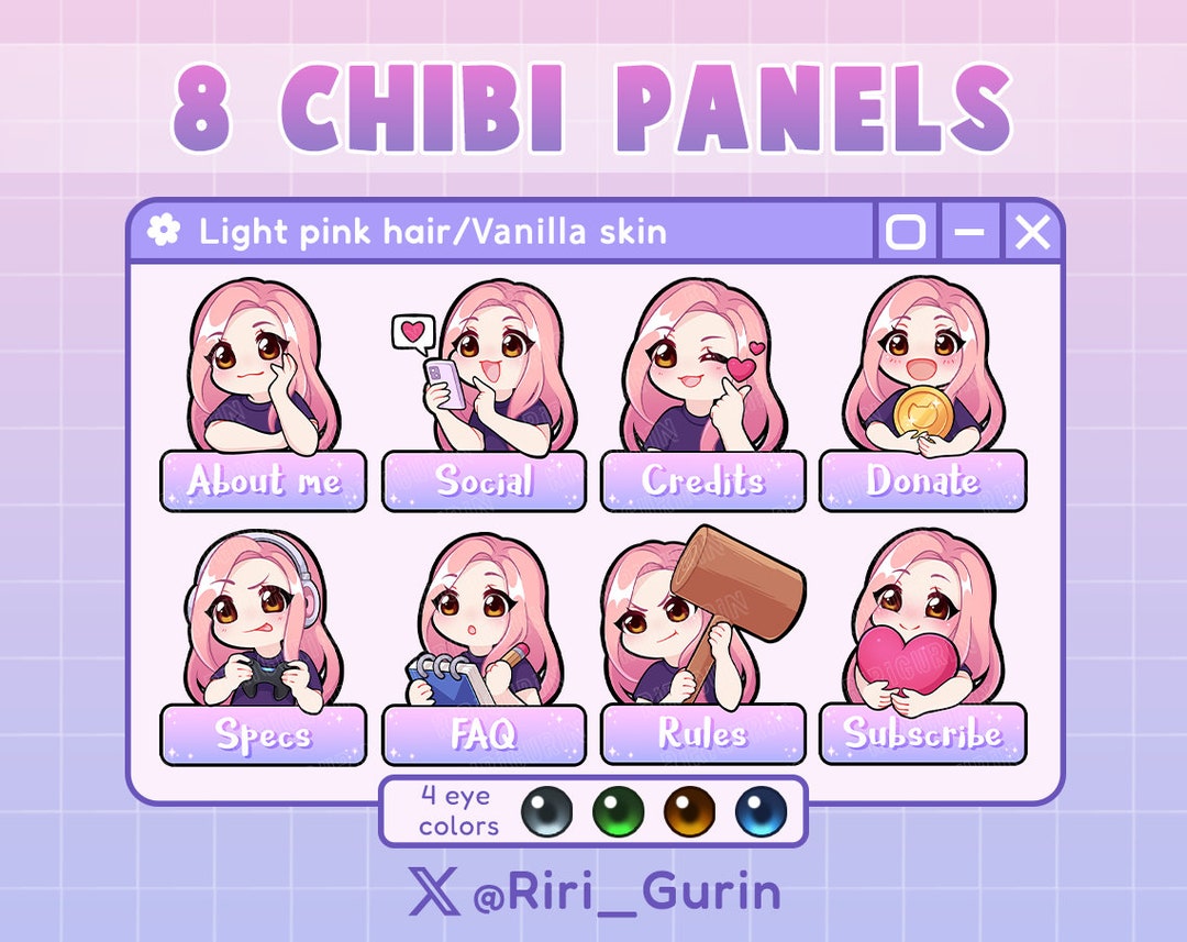 SUPER SET Cute Girl Chibi Panels vanilla Skin/light Pink Hair for ...