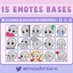 15x DIY Emote Bases for Twitch/discord Emote Base Pack Draw Your Own ...