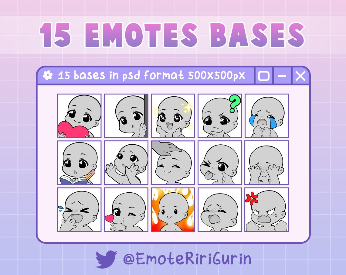 15x DIY PSD Chibi Emote Bases Pack/Set Twitch / Youtube / Discord ...
