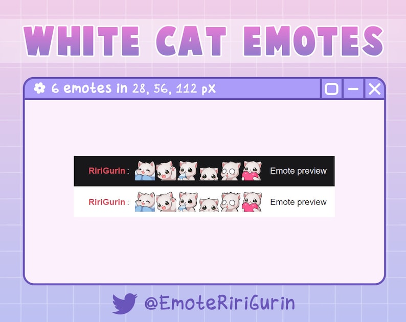 White Cat Emote Set for Twitch/discord Custom Gaming Streaming Discord ...