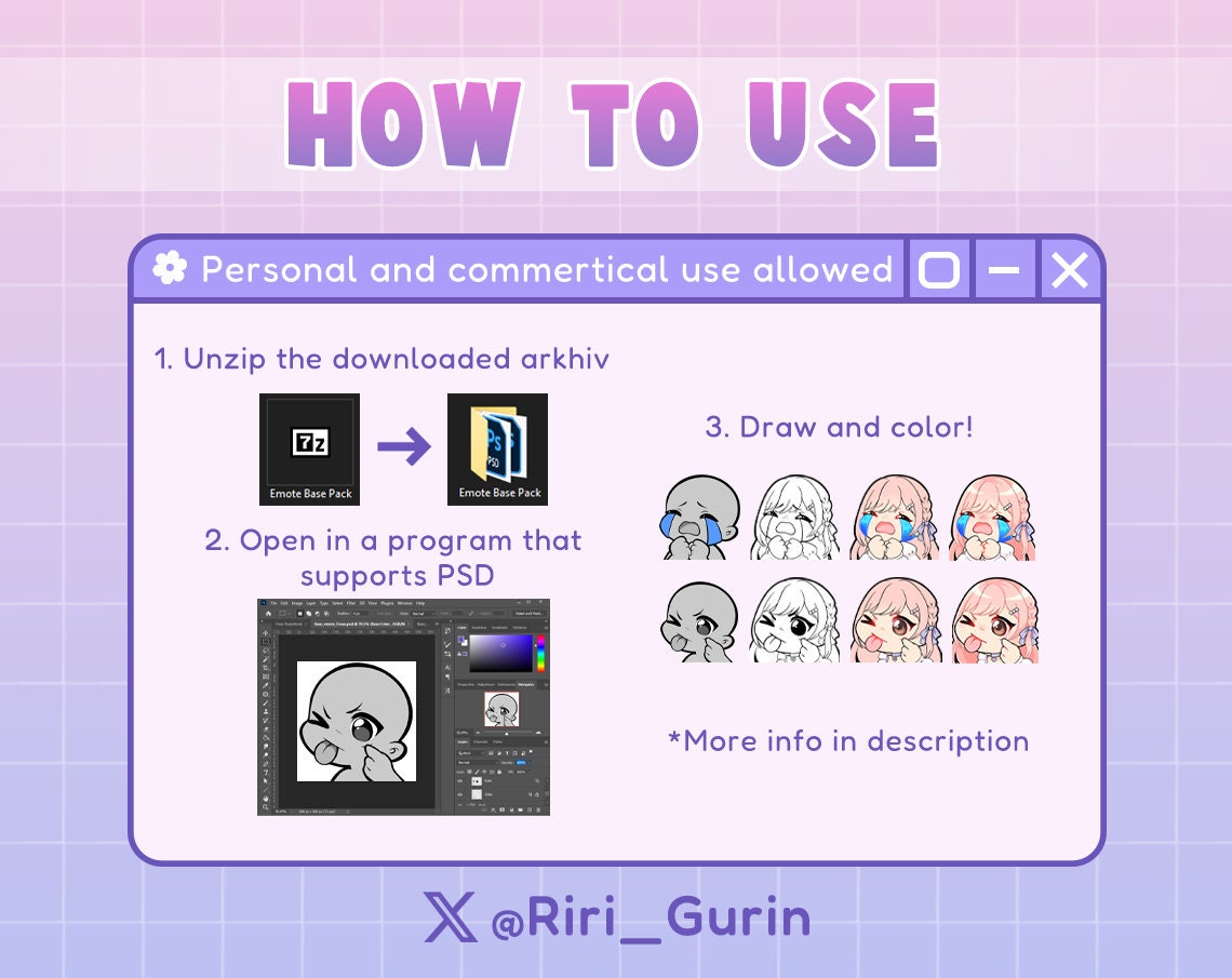 15x DIY PSD Chibi Emote Bases Pack/set Twitch / Youtube / Discord ...