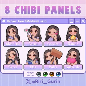 SUPER SET Cute Girl Chibi Panels medium Skin/brown Hair for Twitch ...