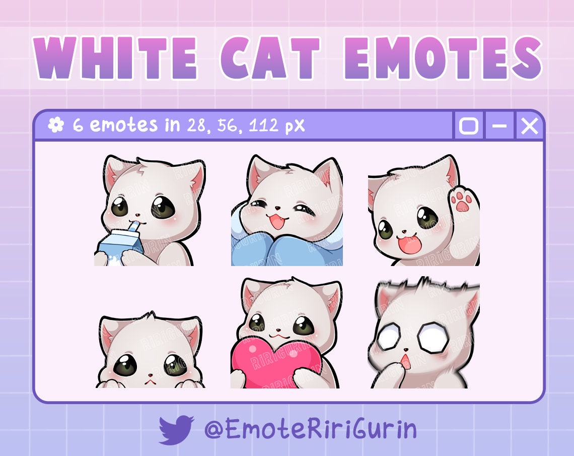 White Cat Emote Set for Twitch/discord Custom Gaming Streaming Discord ...