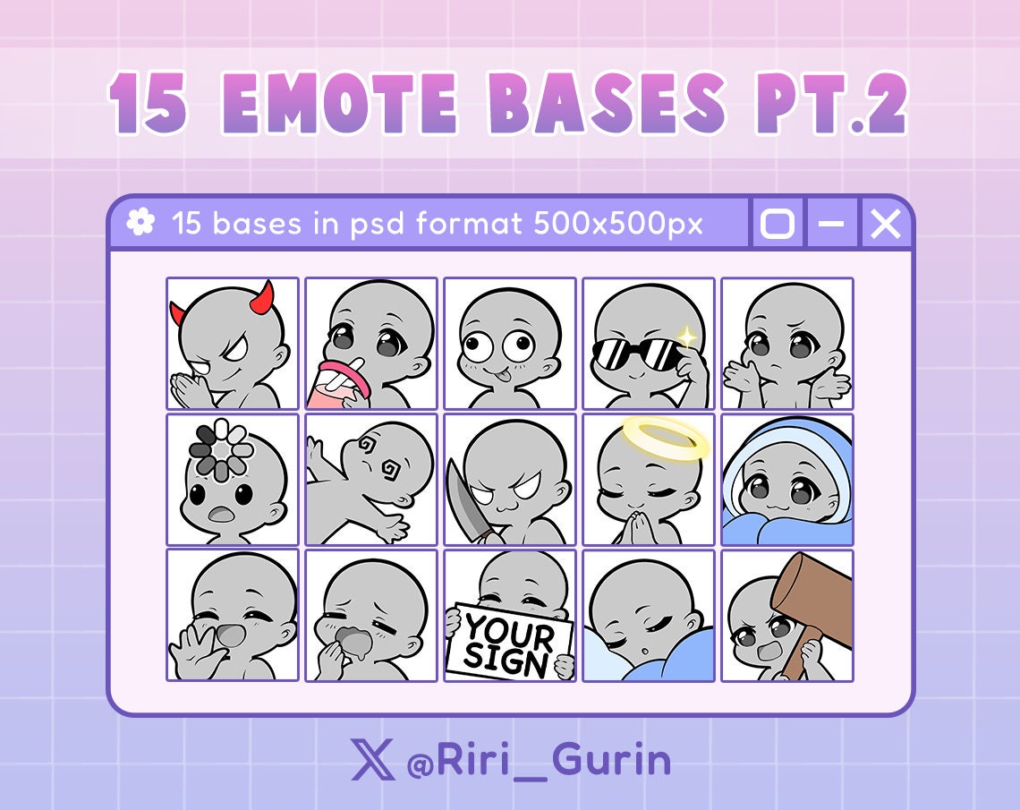 15x DIY PSD Chibi Emote Bases Pack/set Twitch / Youtube / Discord ...