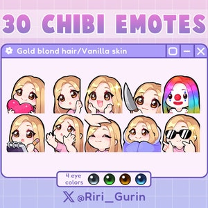 SUPER SET Cute Girl Chibi Emotes vanilla Skin/gold Blonde Hair for ...
