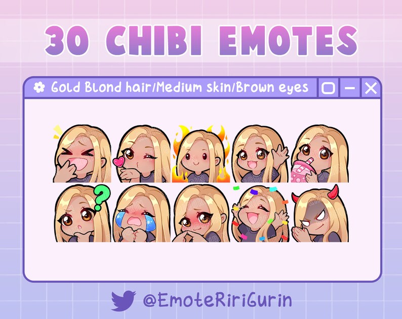 SUPER SET Cute Girl Chibi Emotes medium Skin/gold Blonde - Etsy