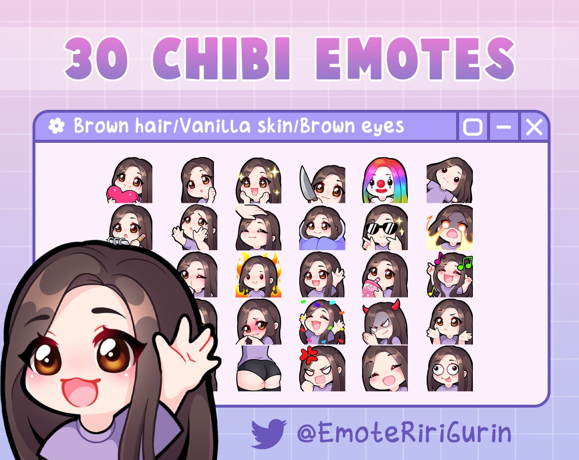SUPER SET Cute Girl Chibi Emotes vanilla Skin/brown - Etsy UK