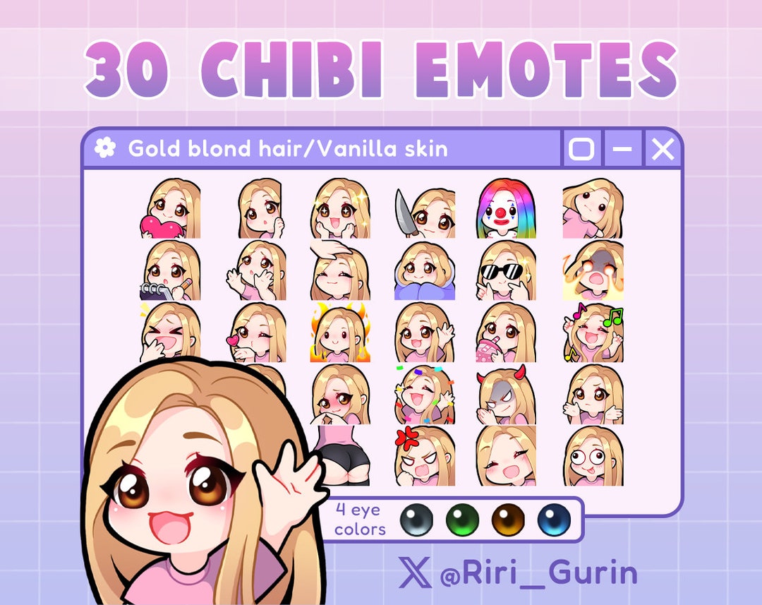 SUPER SET Cute Girl Chibi Emotes vanilla Skin/gold Blonde Hair for ...