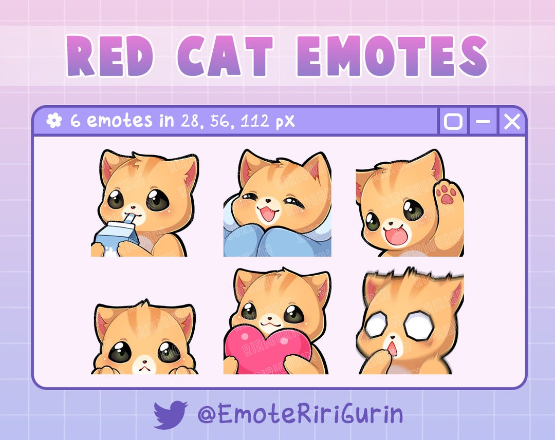 Red Ginger Cat Emote Set for Twitch/discord Custom Gaming Streaming ...