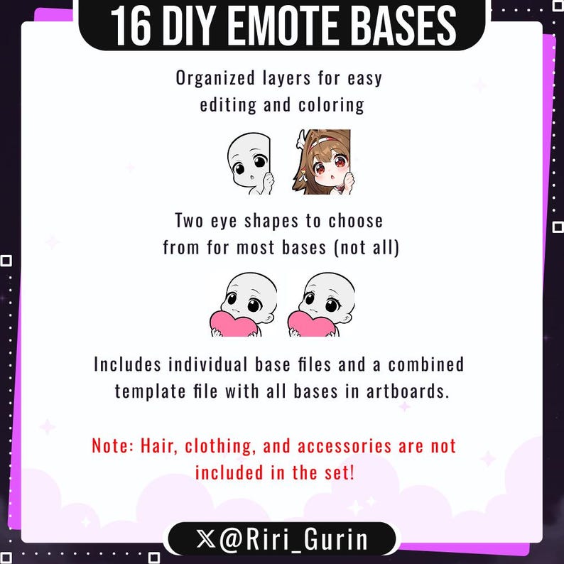 Chibi Emote Bases Pack PSD X16 Pt.1 | DIY Twitch, Youtube, Discord - Etsy