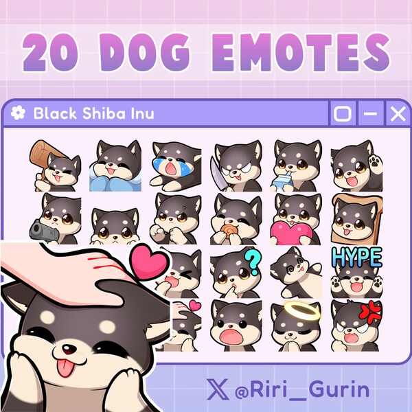Cute Black Shiba Inu Dog Twitch Emote for Streamer Pack - Etsy