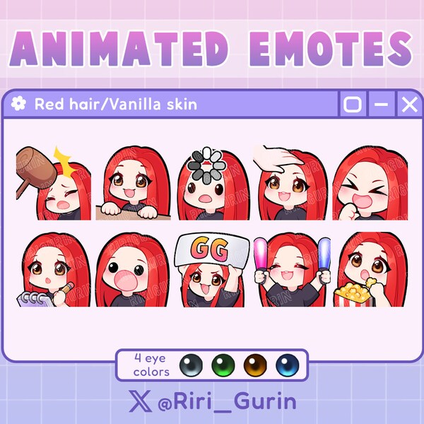 Red Hair Girl Twitch Emotes - Etsy