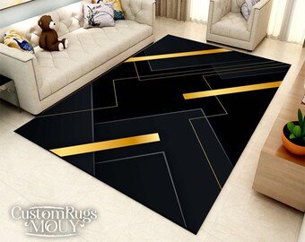 Gold Abstract Rug - Etsy