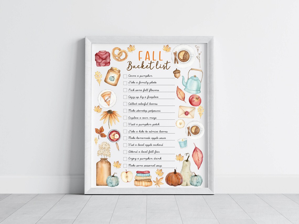 Fall Bucket List Editable Printable, Activity Ideas Sheet for Autumn ...