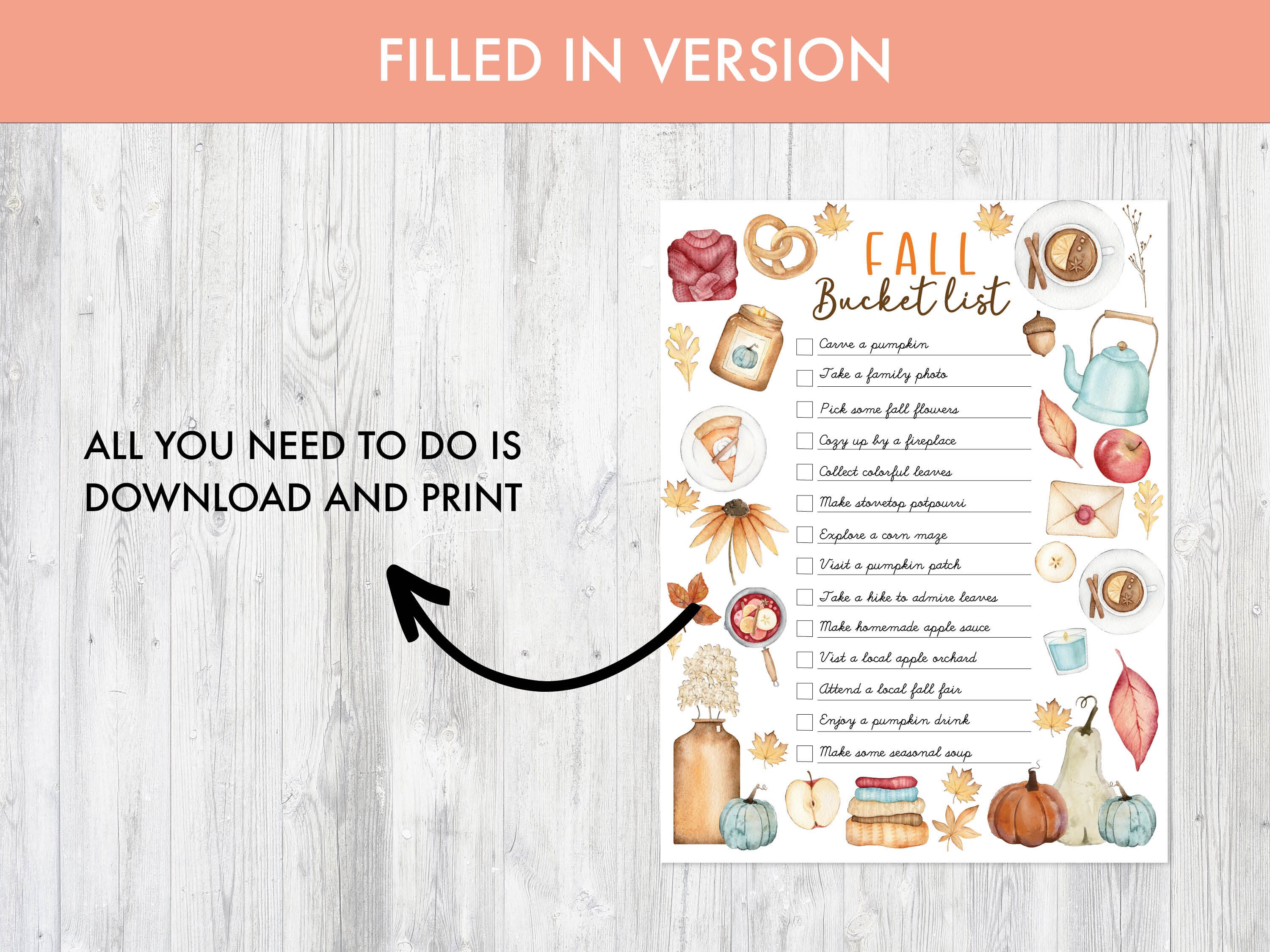 Fall Bucket List Editable Printable, Activity Ideas Sheet for Autumn ...