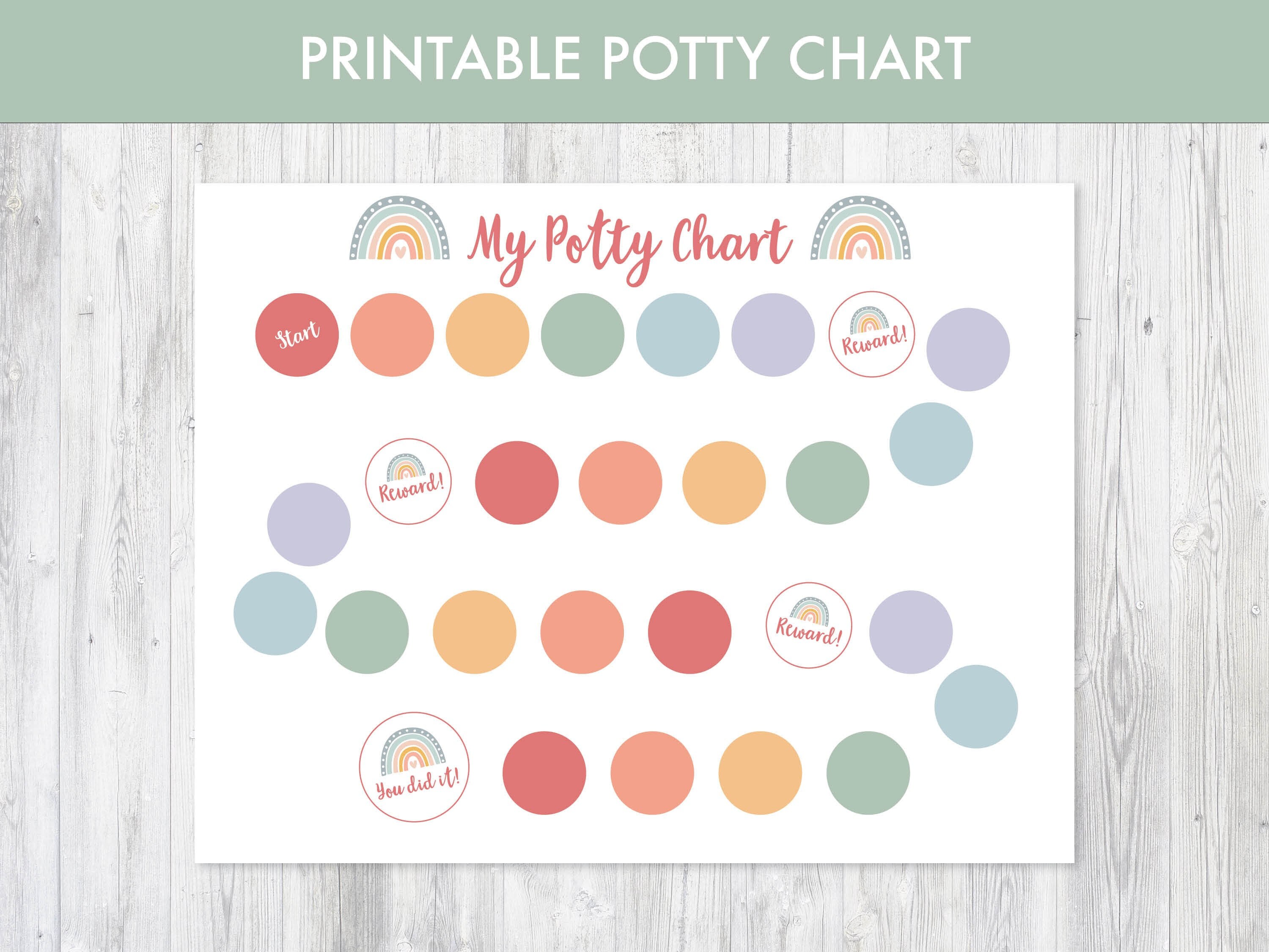 Rainbow Potty Chart, Printable Potty Training Reward Chart for Kids ...