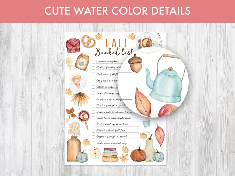 Fall Bucket List Editable Printable, Activity Ideas Sheet for Autumn ...
