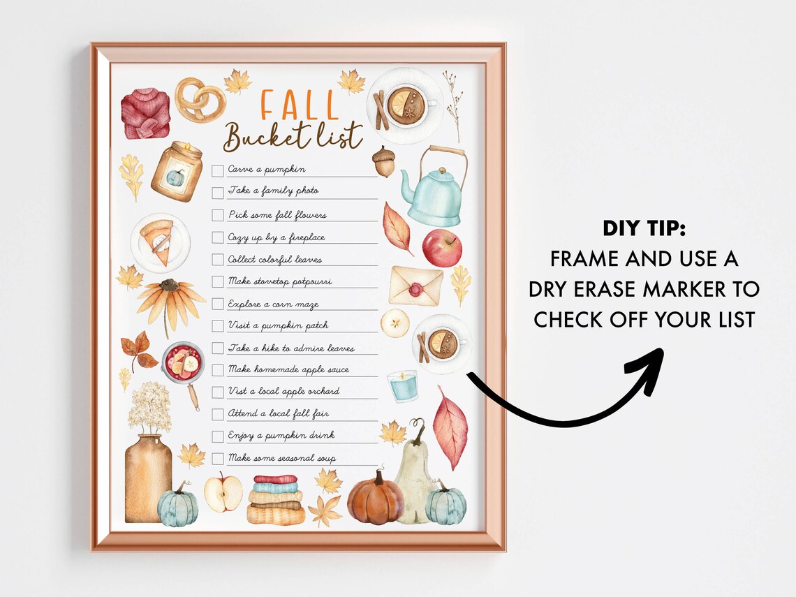 Fall Bucket List Editable Printable, Activity Ideas Sheet for Autumn ...