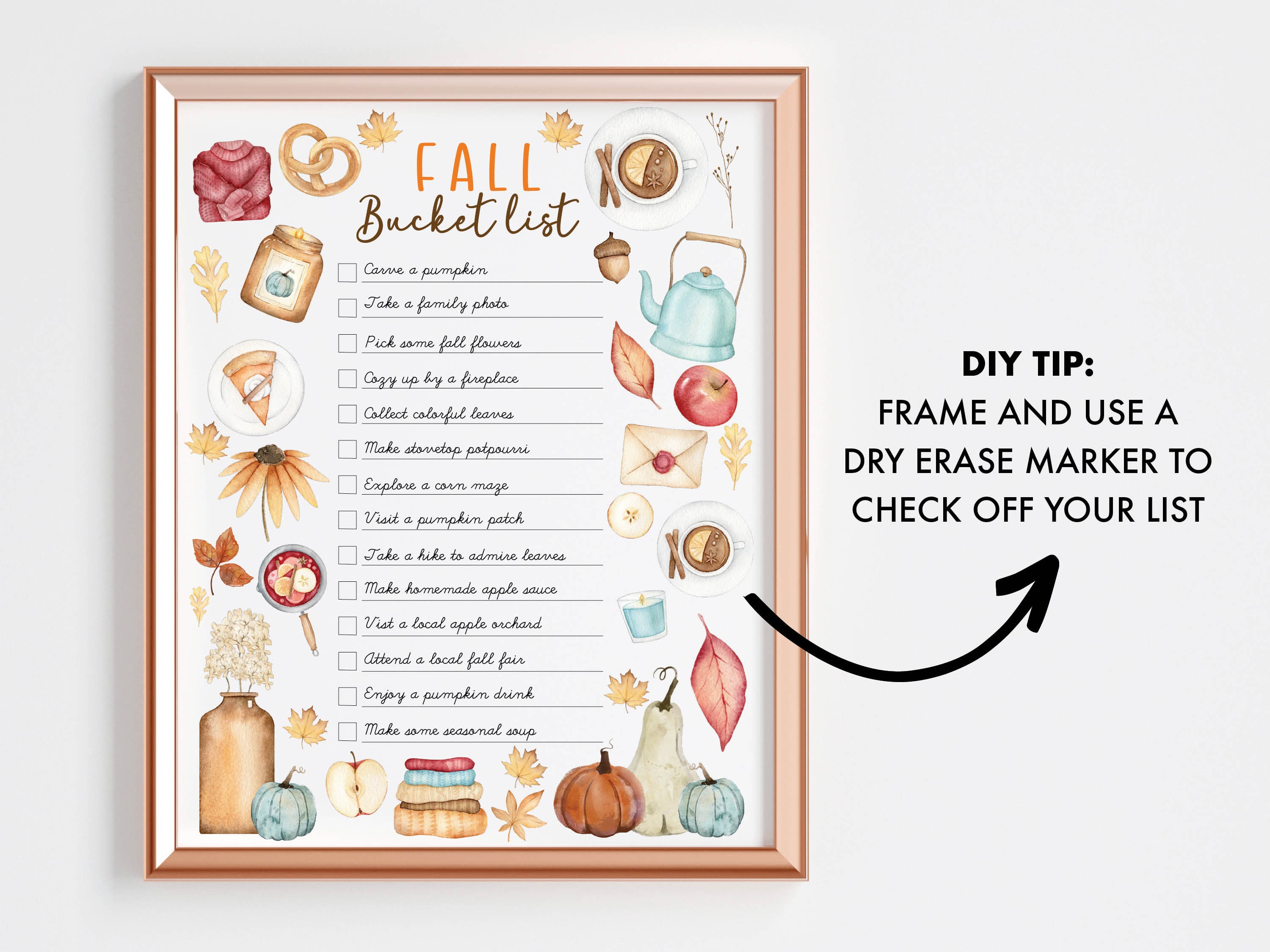 Fall Bucket List Editable Printable, Activity Ideas Sheet for Autumn ...