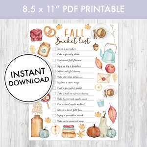 Fall Bucket List Editable Printable, Activity Ideas Sheet for Autumn ...