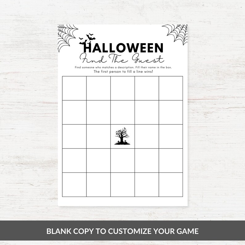 Spooky Halloween Party Game: Find the Guest Bingo Game for Fun Office ...