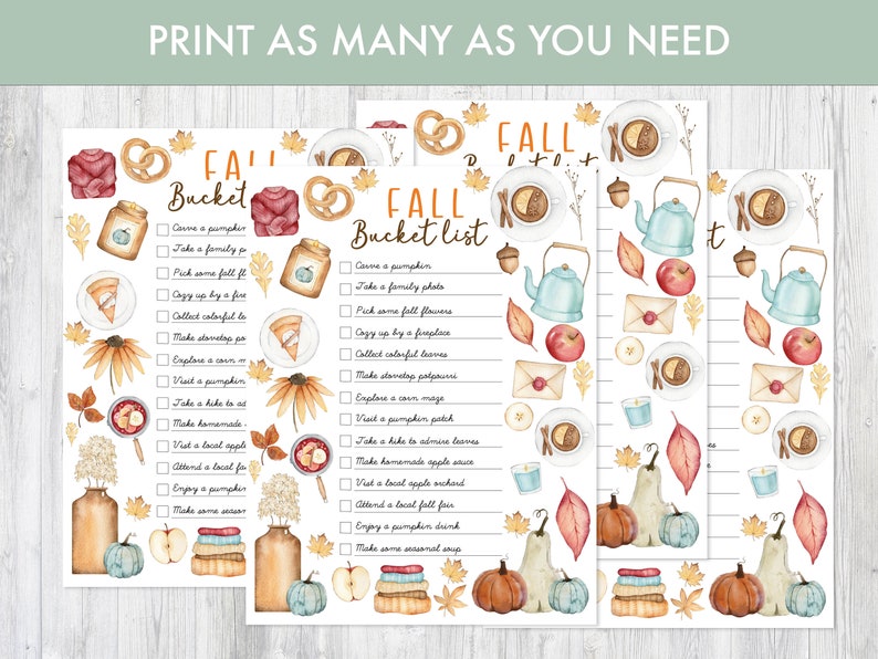 Fall Bucket List Editable Printable, Activity Ideas Sheet for Autumn ...