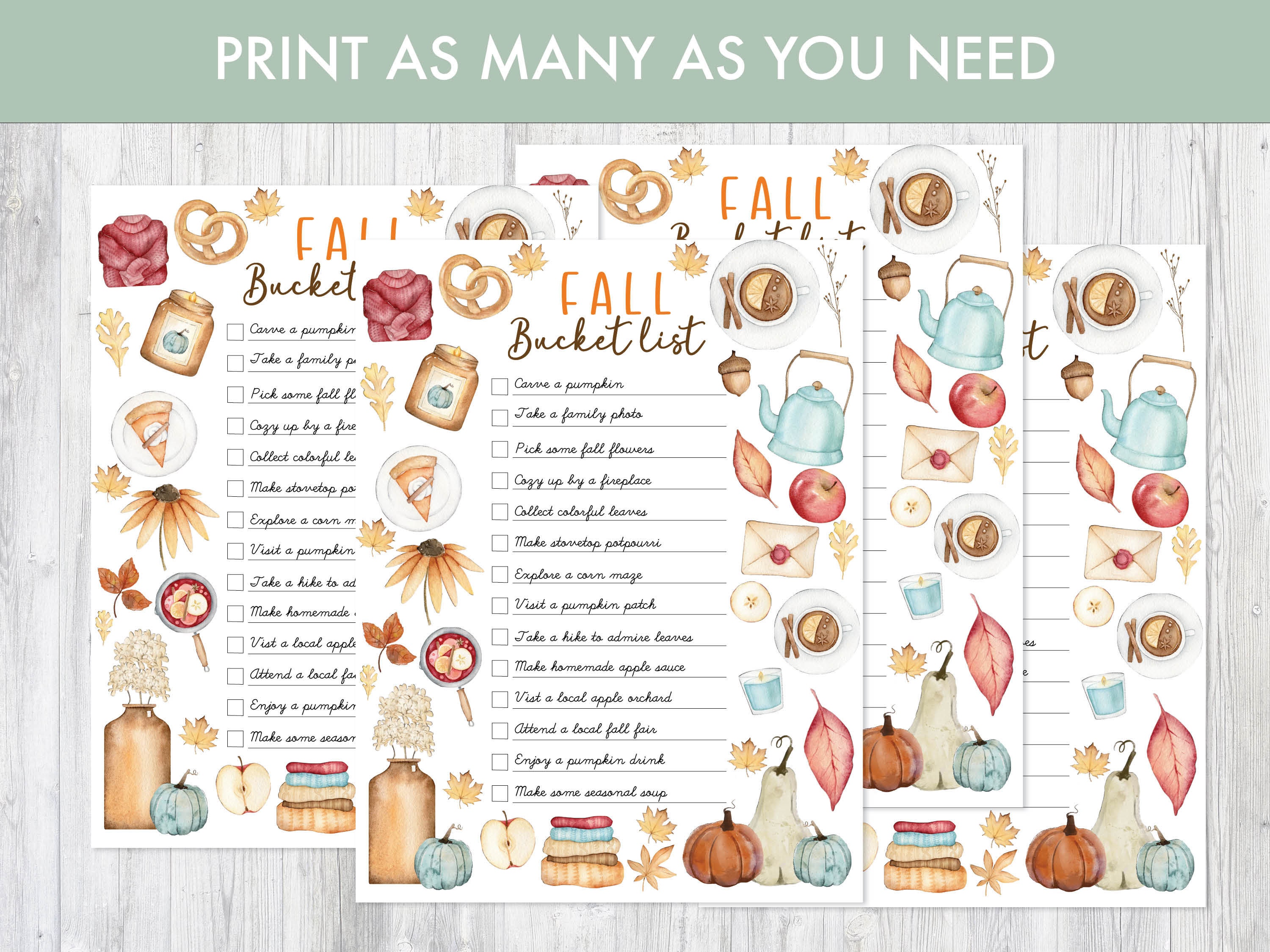 Fall Bucket List Editable Printable, Activity Ideas Sheet for Autumn ...