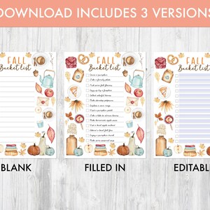 Fall Bucket List Editable Printable, Activity Ideas Sheet for Autumn ...