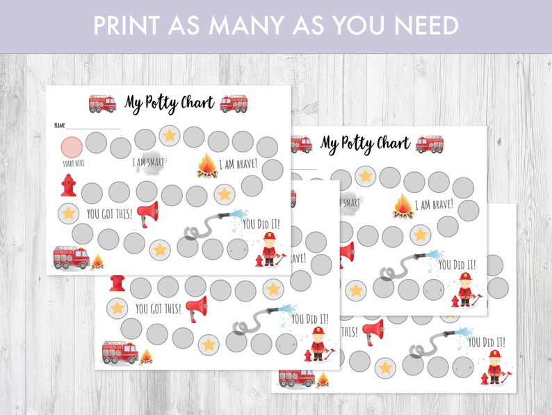 Firetrucks Potty Training Chart, Printable Potty Training Rewards ...